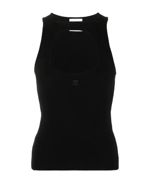 COURREGES Logo Patch Cutout Tank Top - Black