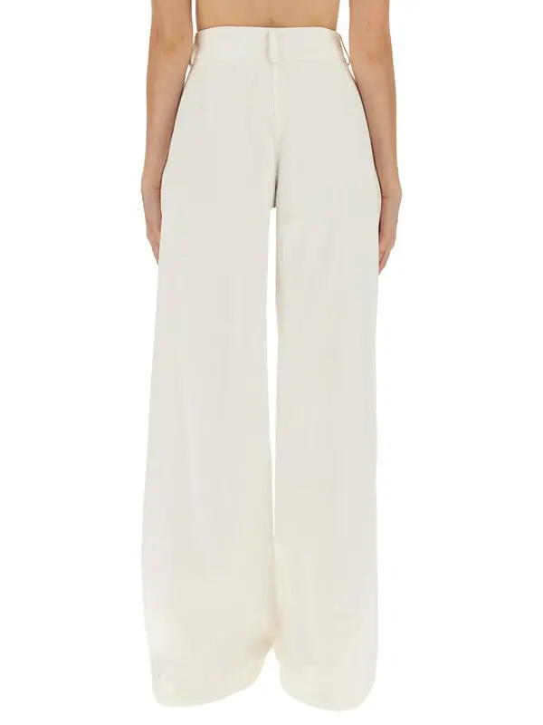 JIL SANDER Wide Leg Belted Trousers - White