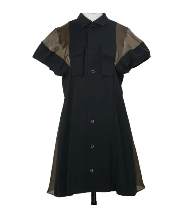 Sacai Panelled Pocket Dress With Button-up Closure