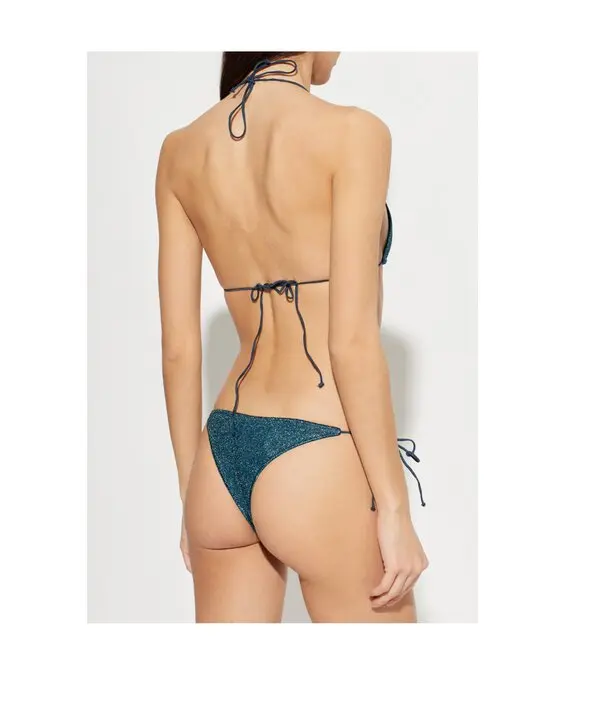 Oseree Glitter Detail Triangle Bikini Set - Blue