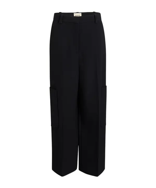 Khaite High-waisted Straight Leg Trousers With Sticker Pockets - Black