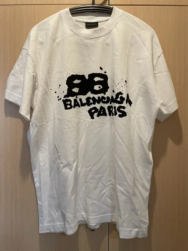 Balenciaga T-shirt Hand Drawn Bb Icon Medium Fit In Bianco