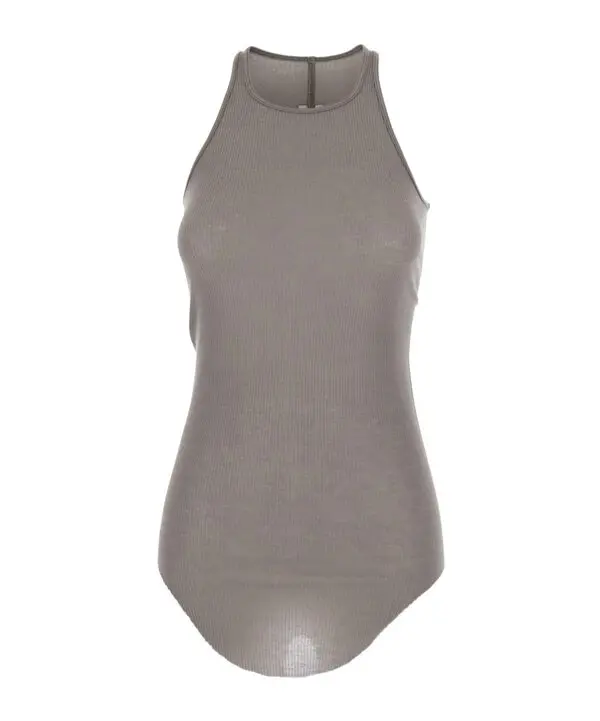 Rick Owens Sleeveless Ribbed U-neck Top - Grey