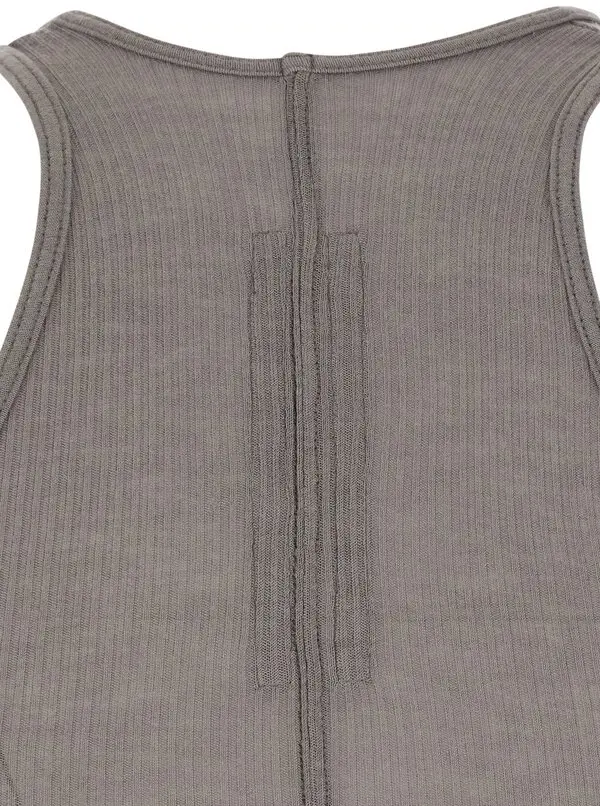 Rick Owens Sleeveless Ribbed U-neck Top - Grey