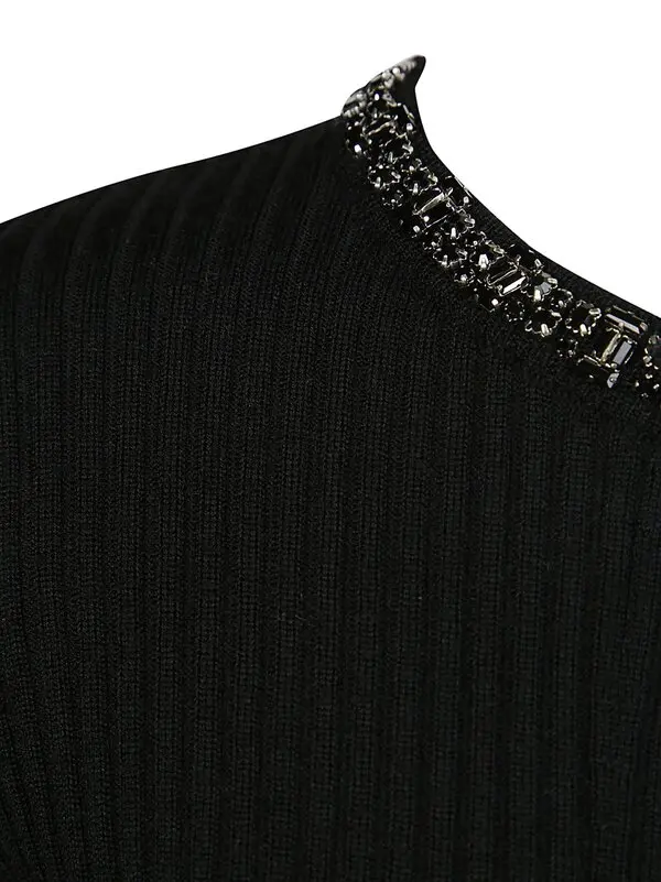 Max Mara Catone Crystal-embellished Ribbed Knit Top