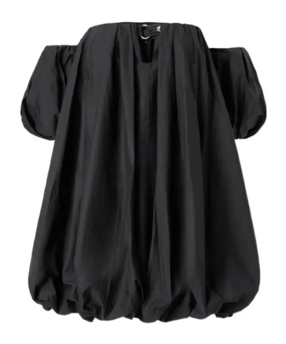 Pinko Off-the-shoulder Pleated Mini Dress - Black