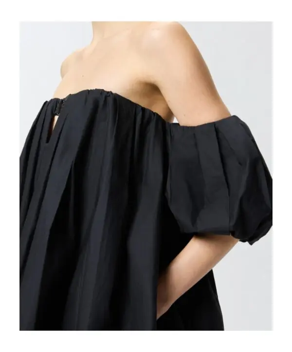Pinko Off-the-shoulder Pleated Mini Dress - Black