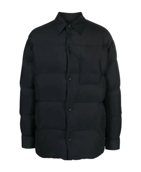 Off-White Padded Long-sleeved Jacket With Button Detail - Black