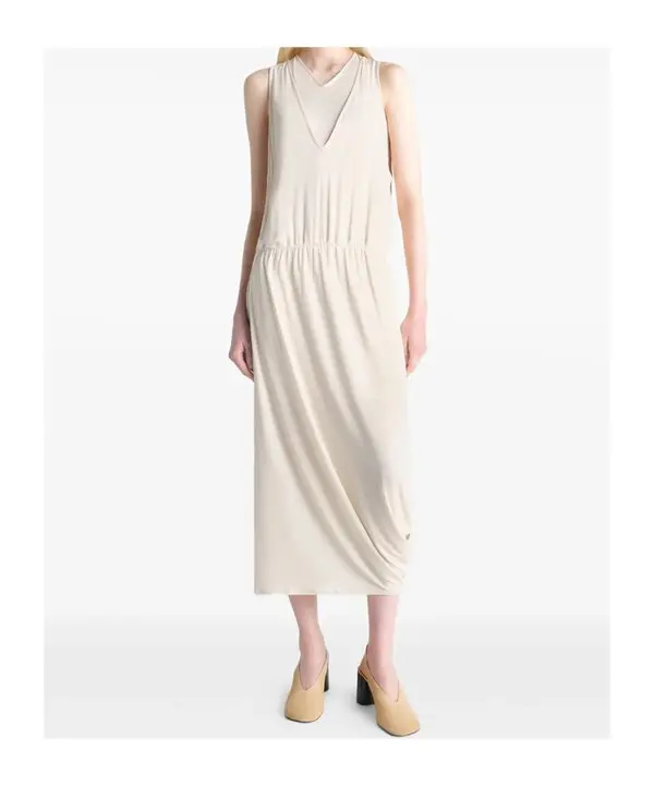 LEMAIRE Sleeveless Draped Asymmetric Midi Dress - No
