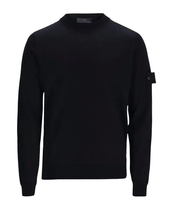 Stone Island Compass Patch Crewneck Jumper - Black