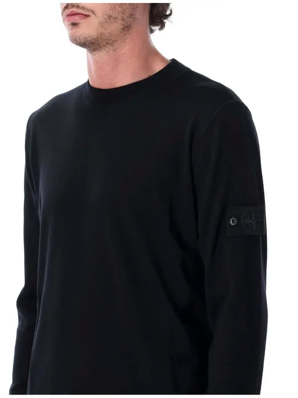 Stone Island Compass Patch Crewneck Jumper - Black
