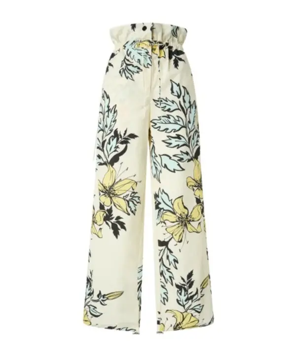Pinko Floral Printed Drawstring Waist Palazzo Pants - White