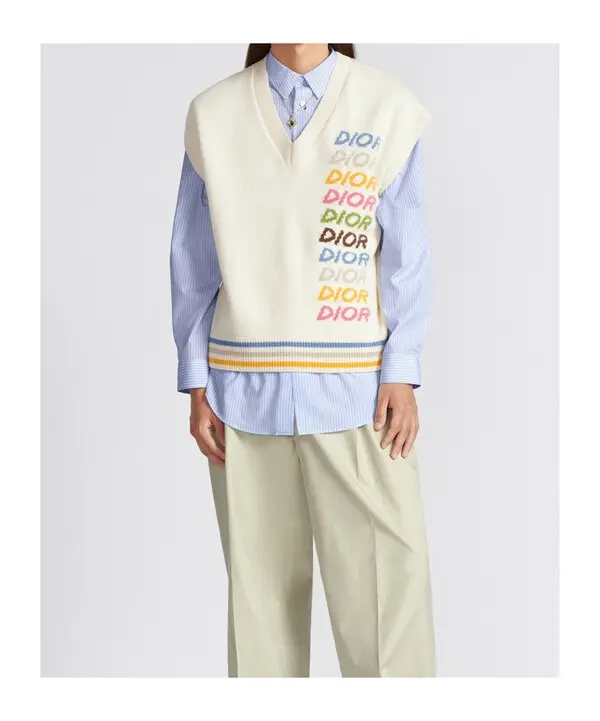 Dior Logo Intarsia V-neck Vest