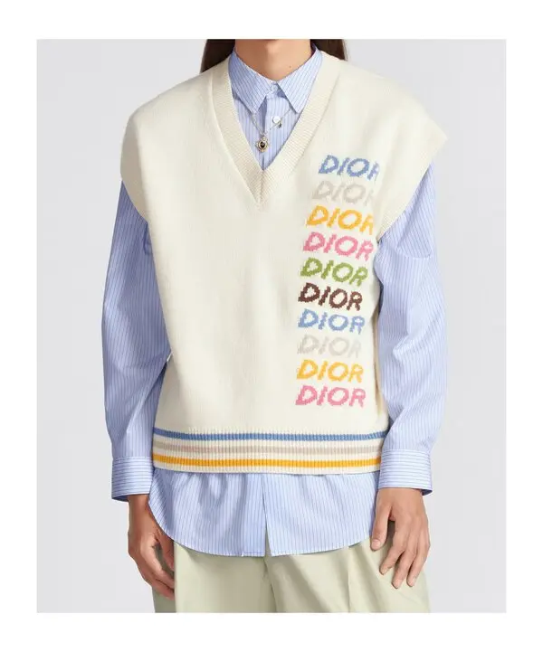 Dior Logo Intarsia V-neck Vest