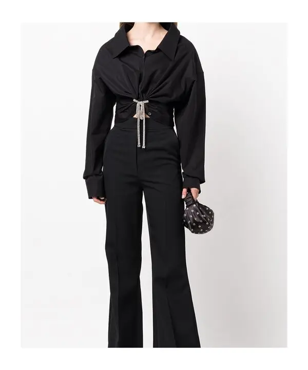 Alexander Wang Tie-fastening Cropped Cotton Shirt