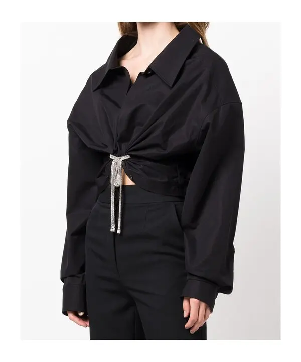 Alexander Wang Tie-fastening Cropped Cotton Shirt