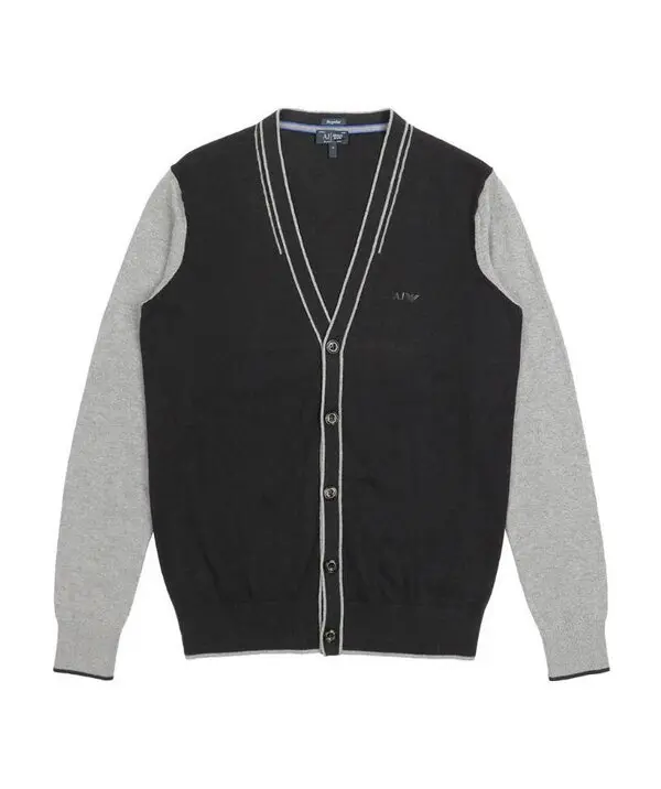 Emporio Armani Color-blocked Knitted Cardigan - Black