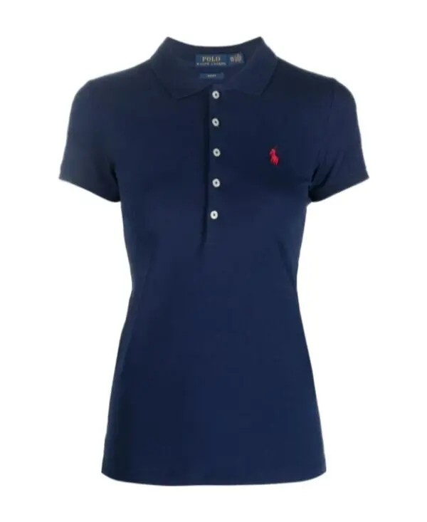 Polo Ralph Lauren Slim Fit Stretch Polo Shirt With Embroidered Logo - Navy Blue