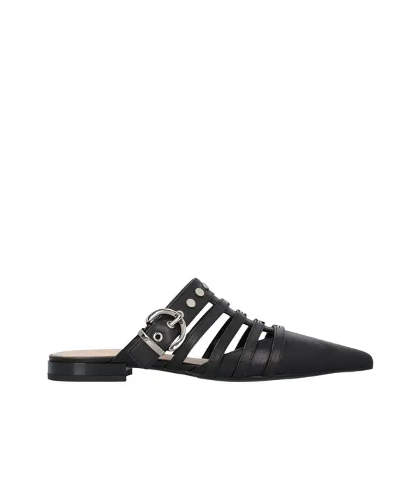 Pinko Pointed Toe Studded Flat Mules - Black