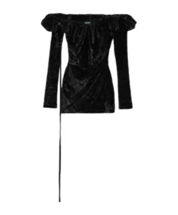 Jacquemus Off-the-shoulder Long-sleeve Mini Dress - Black