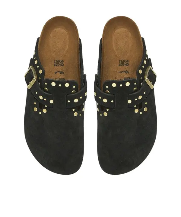 BIRKENSTOCK Studded Buckle Mules - Black
