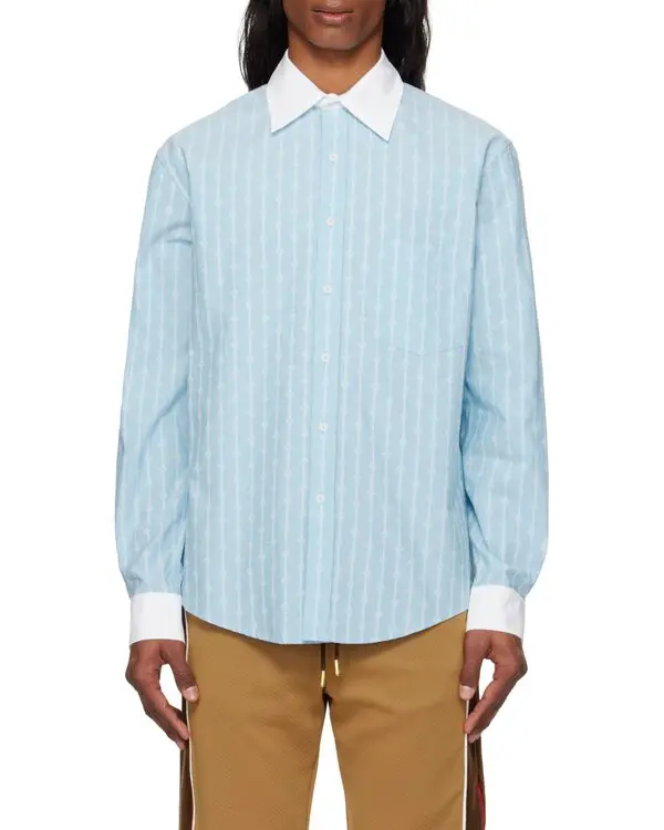 Casablanca Laurel Stripe Jacquard Shirt - Blue