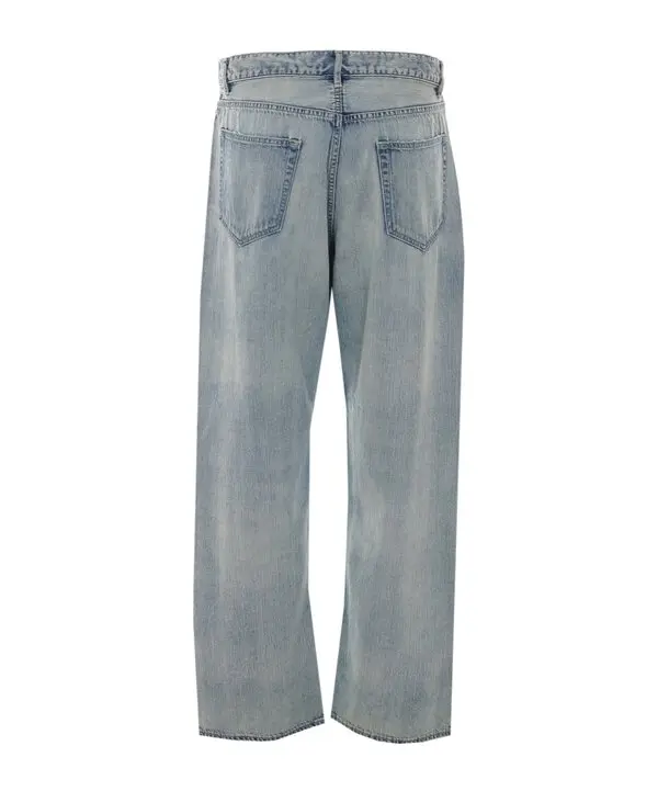 Auralee Faded Selvedge Distressed Jeans - Gray
