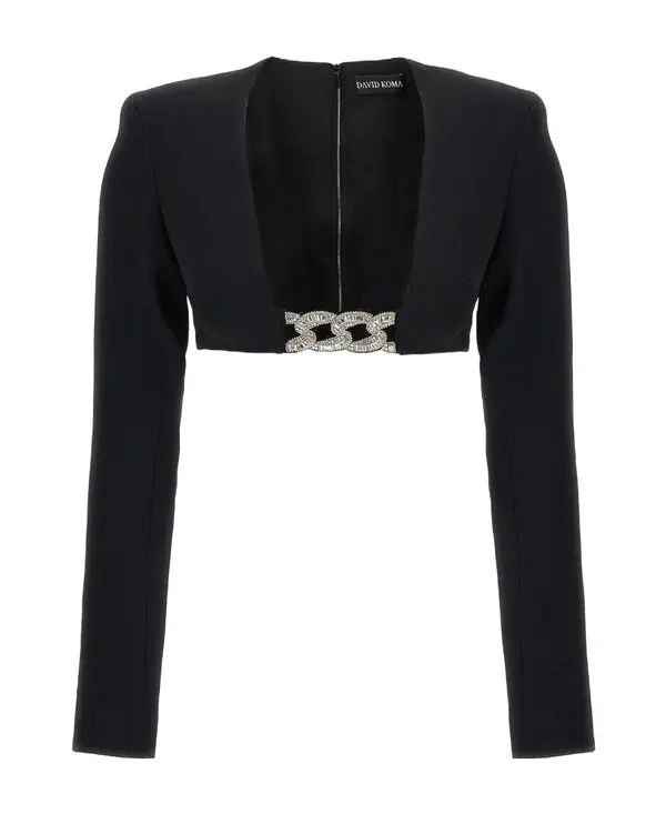 David Koma Chain Embellished Cropped Jacket