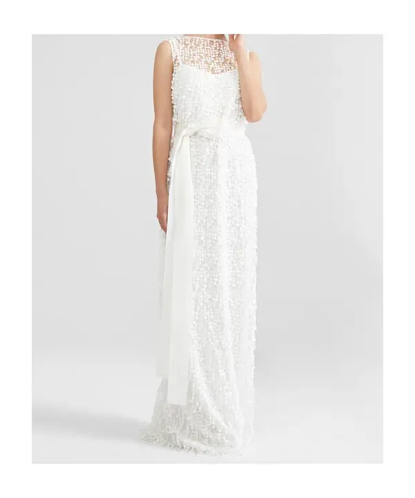 Max Mara Embroidered Tulle Maxi Dress