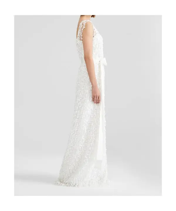 Max Mara Embroidered Tulle Maxi Dress