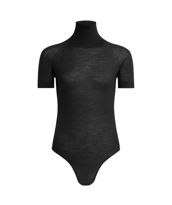 Alaïa Short Sleeve Knitted Sheer Bodysuit - Black