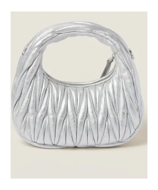 Miu Miu Matelassé Nappa Leather Hobo Mini-bag - Silver