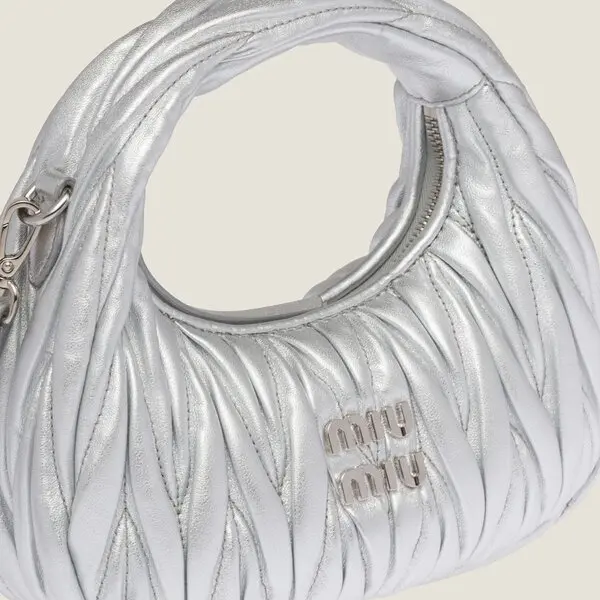 Miu Miu Matelassé Nappa Leather Hobo Mini-bag - Silver