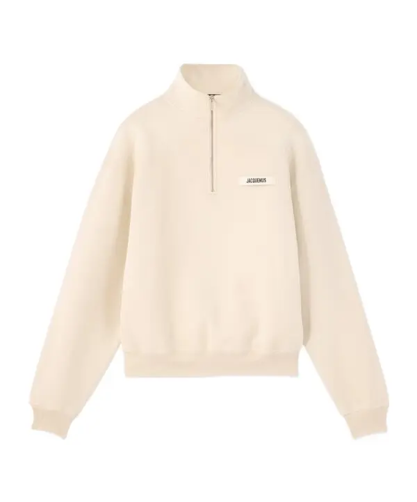 Jacquemus Zip-up Grosgrain Logo Sweatshirt - Light Brown