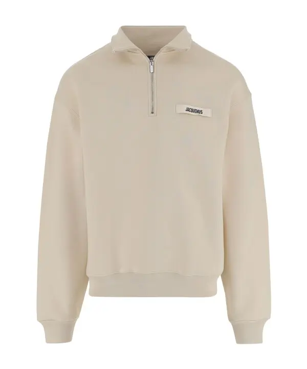 Jacquemus The Gros Grain Zipped-rollneck Sweatshirt - Nude