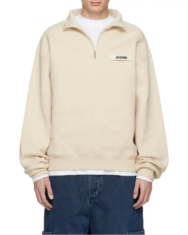 Jacquemus The Gros Grain Zipped-rollneck Sweatshirt - Nude