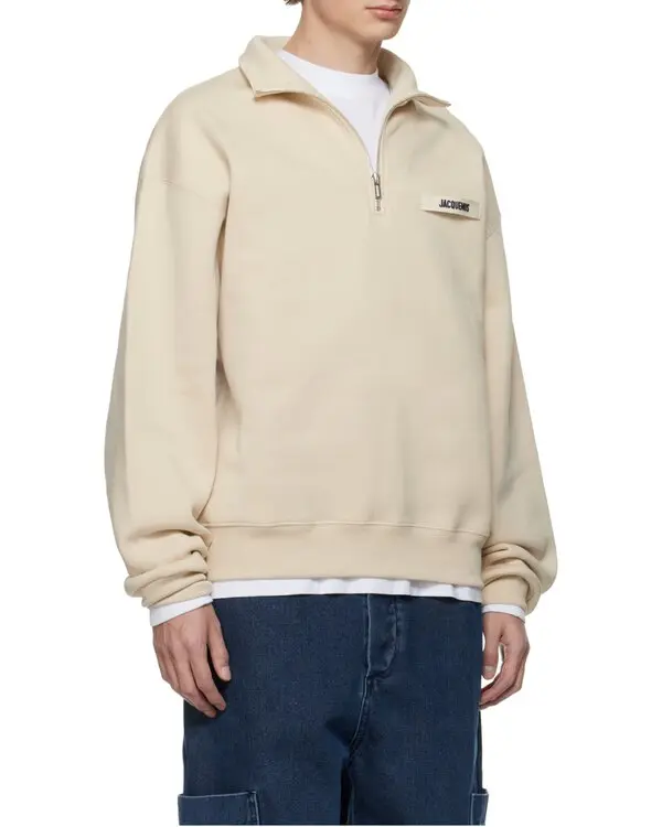 Jacquemus The Gros Grain Zipped-rollneck Sweatshirt - Nude