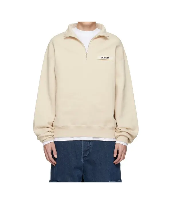 Jacquemus The Gros Grain Zipped-rollneck Sweatshirt - Nude
