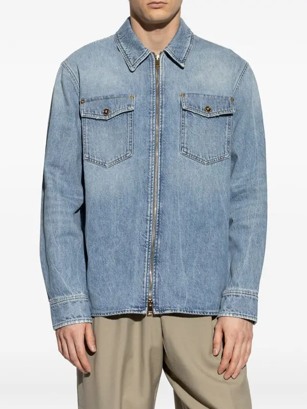 Versace Denim Zipped Overshirt - Blue