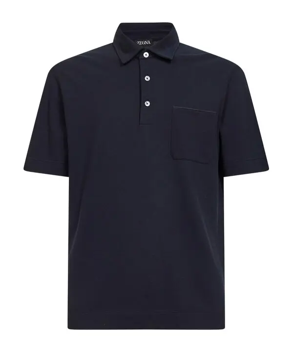 Zegna Patch Pocket Polo Shirt - Black