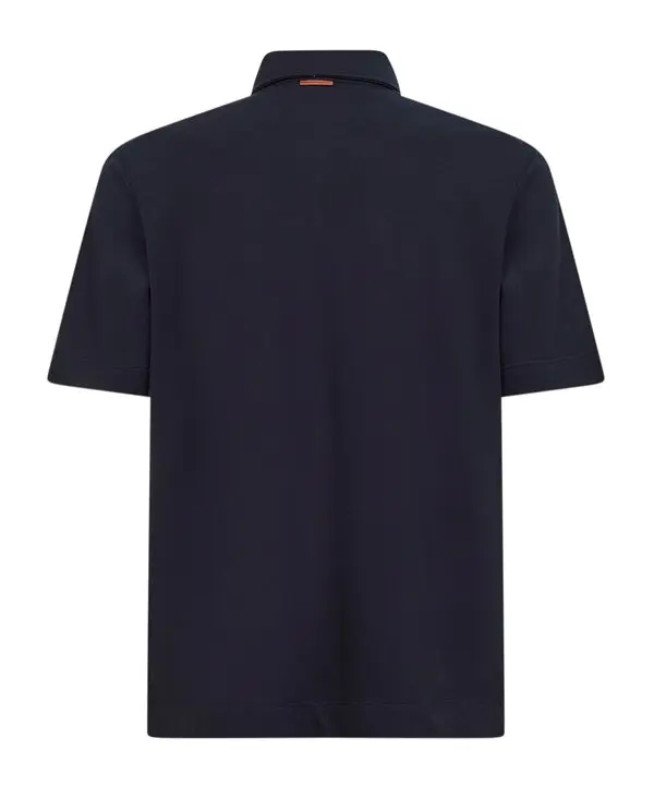 Zegna Patch Pocket Polo Shirt - Black