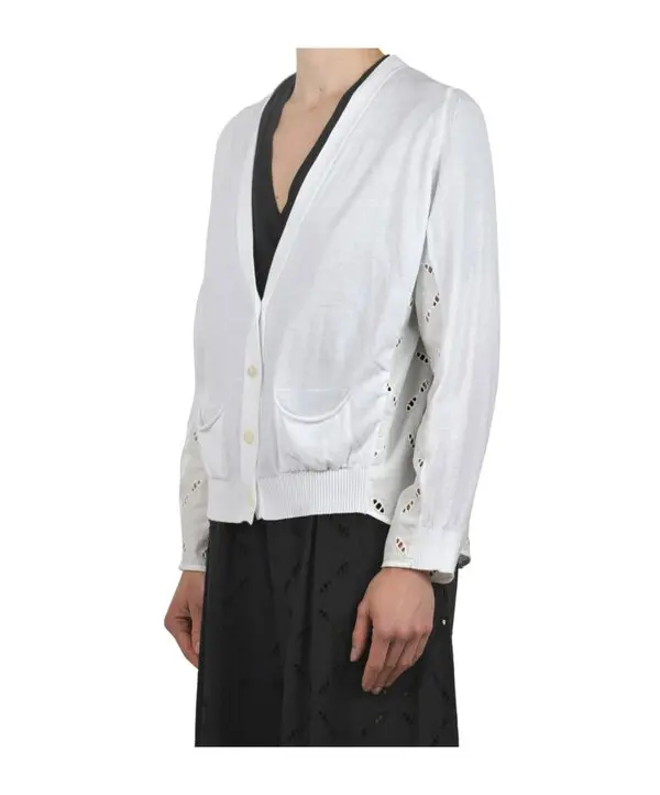 SEMICOUTURE Long Sleeve Cardigan With Eyelet Detailing