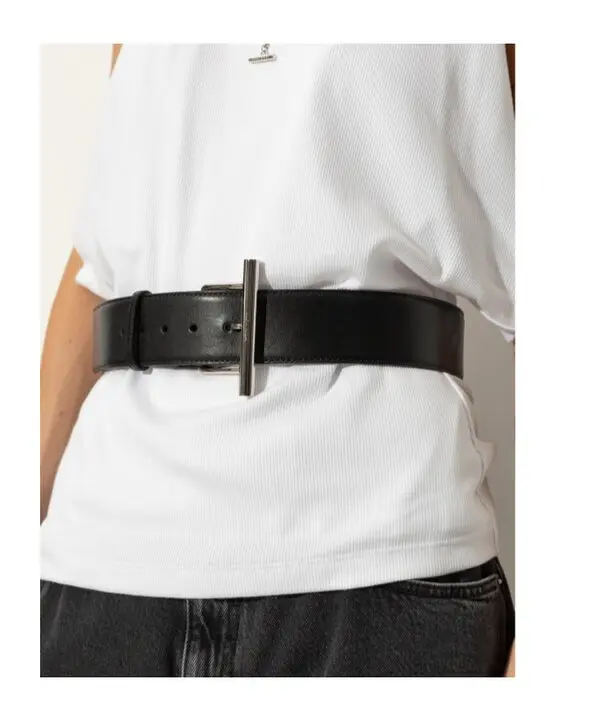 Alexander McQueen T-bar Buckled Leather Belt - Black