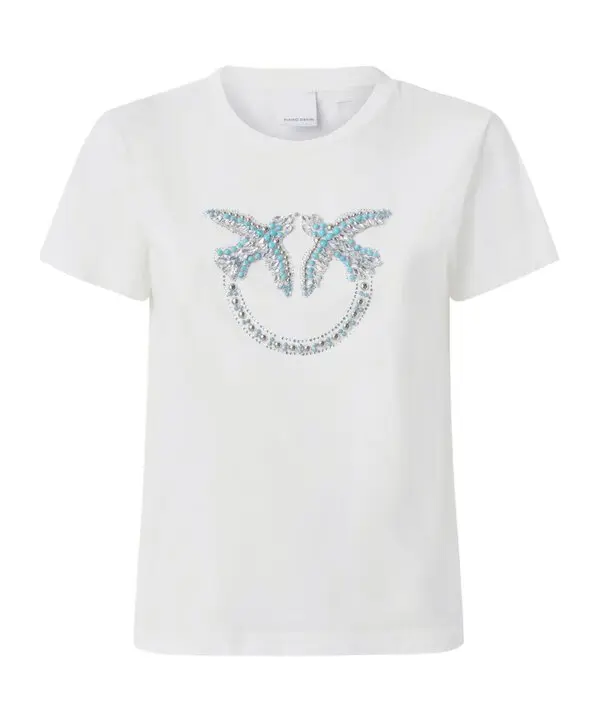 Pinko Embellished Love Birds Logo T-shirt
