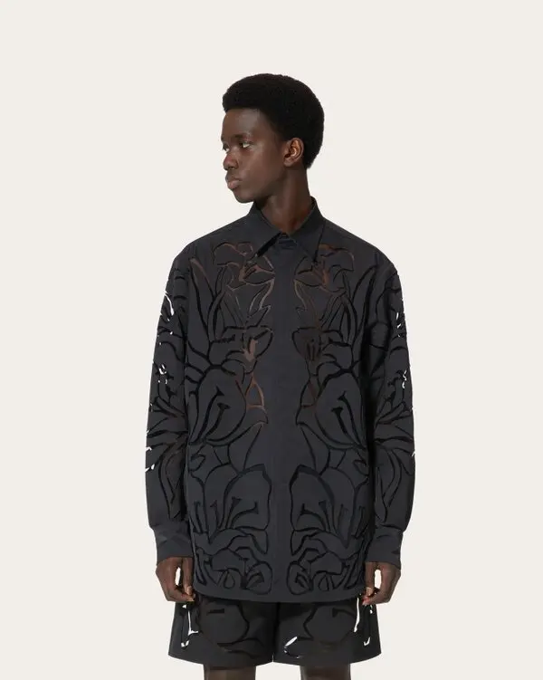 Valentino Garavani Floral Cut-out Button-up Shirt Jacket