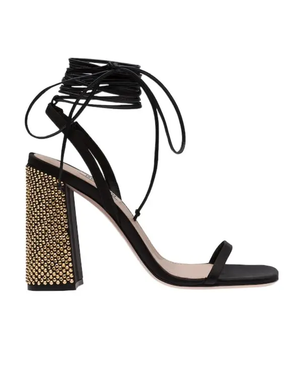 Miu Miu Embellished Ankle Tie Sandals