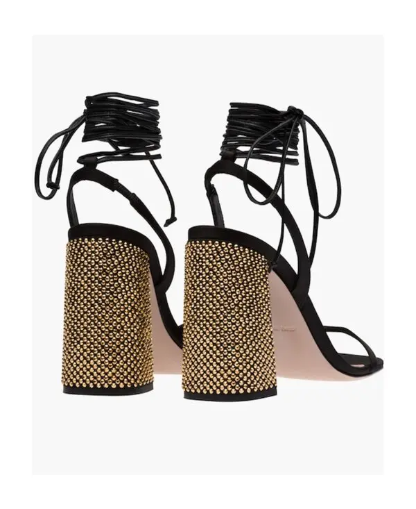 Miu Miu Embellished Ankle Tie Sandals