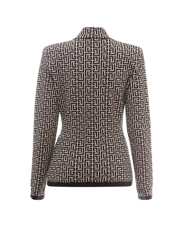 Balmain Monogram Jacquard Slim Cut Knitted Jumper