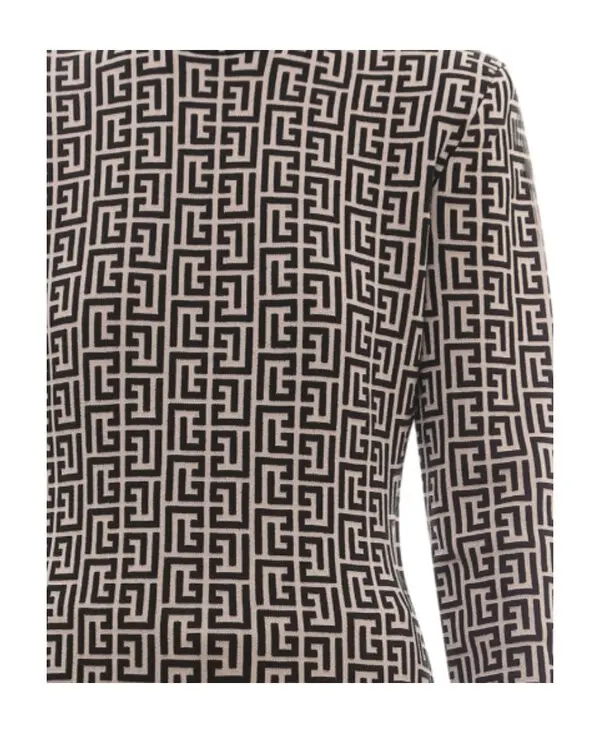 Balmain Monogram Jacquard Slim Cut Knitted Jumper