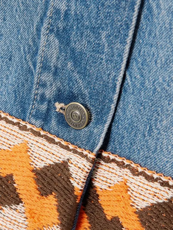 Valentino Garavani Jacquard Trim Denim Skirt